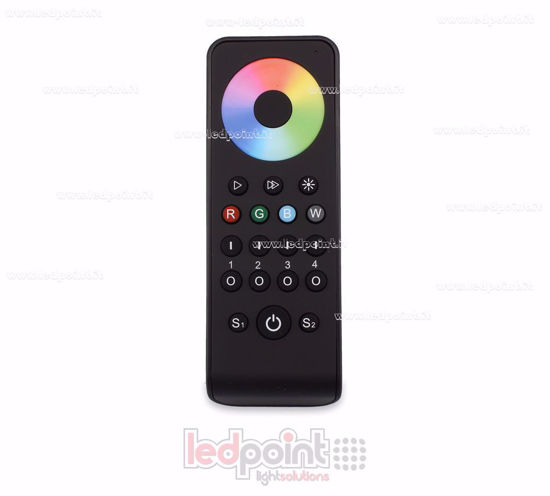 Ledpoint S.r.l. | 4 zones RGB/RGBW black remote control with magnet, RF2.4G
